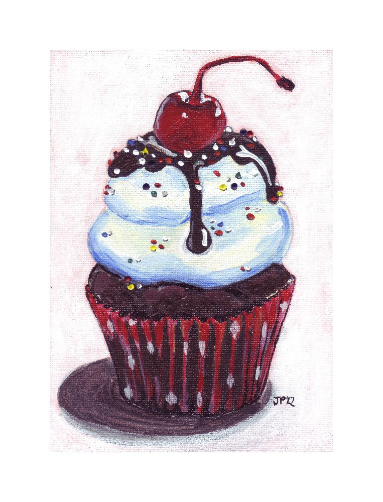 Acrylic Cupcake Painting Illustration Ice Cream Sundae - Etsy
