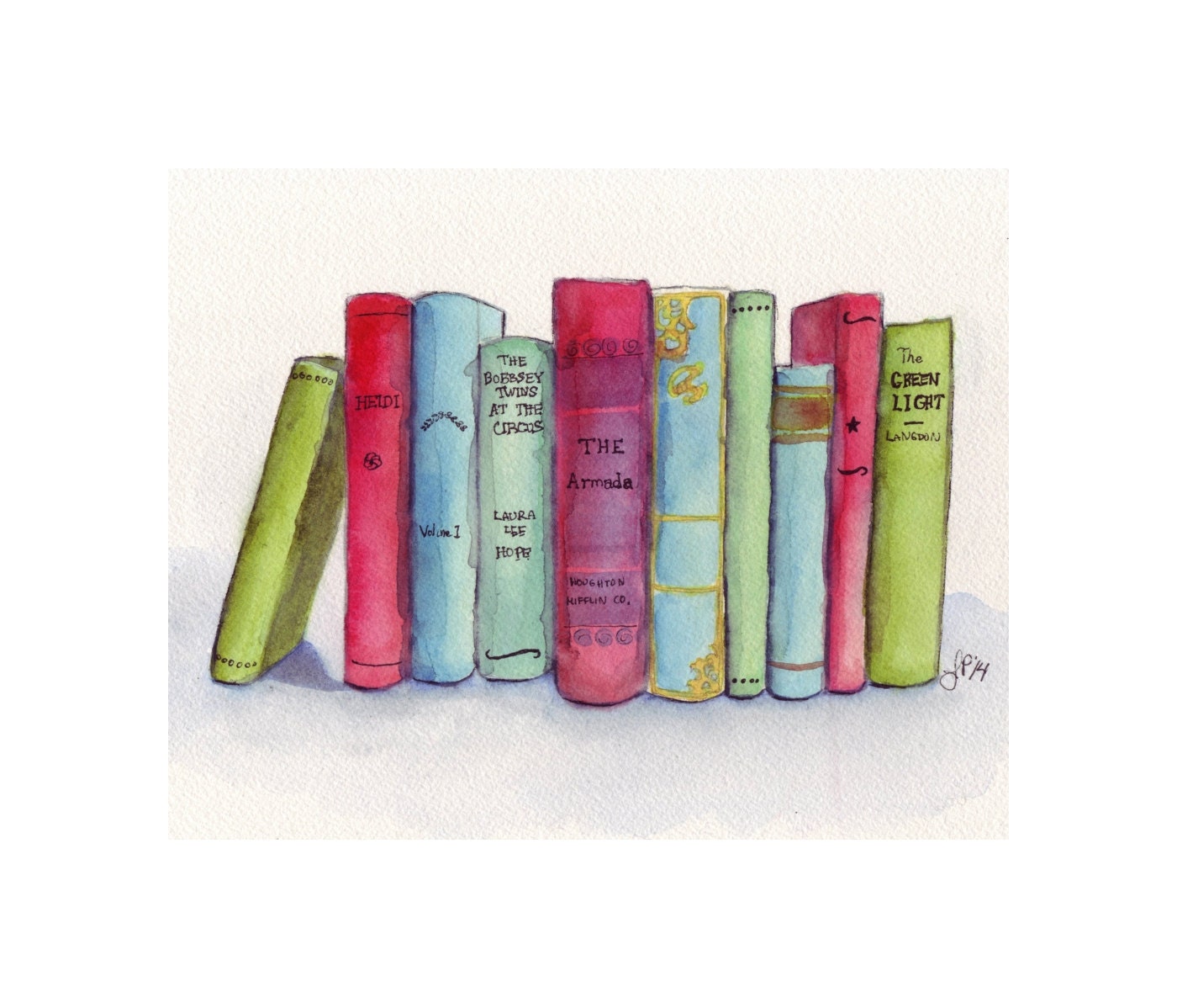 Books Watercolor Painting Print Stack of Books Literature Art Book ...
