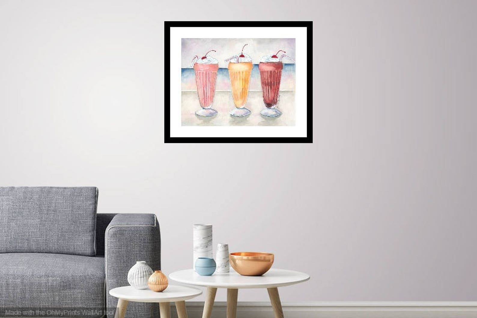 Milkshake Art 11x14 Print Three Milkshakes Soda Shop - Etsy