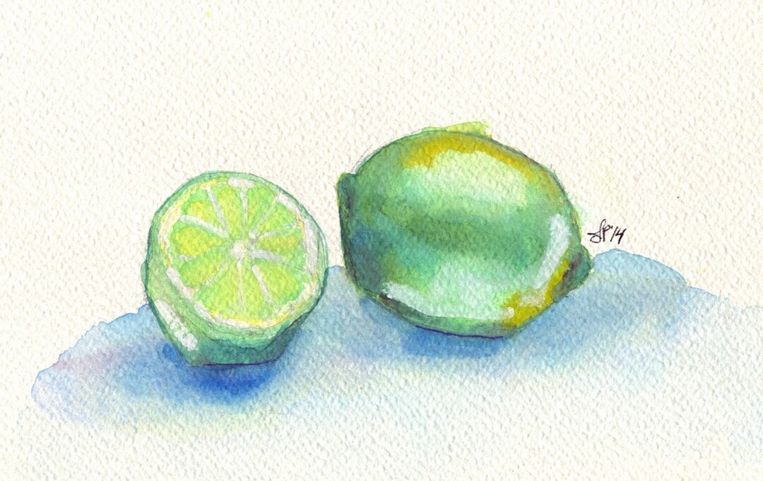 Green Limes Watercolor Painting 8x10 Print - Lime Fruit Still Life 8x10 ...