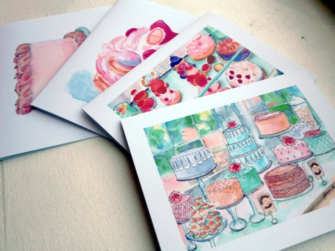 Cute Cake Cards - Cakes and Pastries Greeting Cards - Bakery Sweets ...