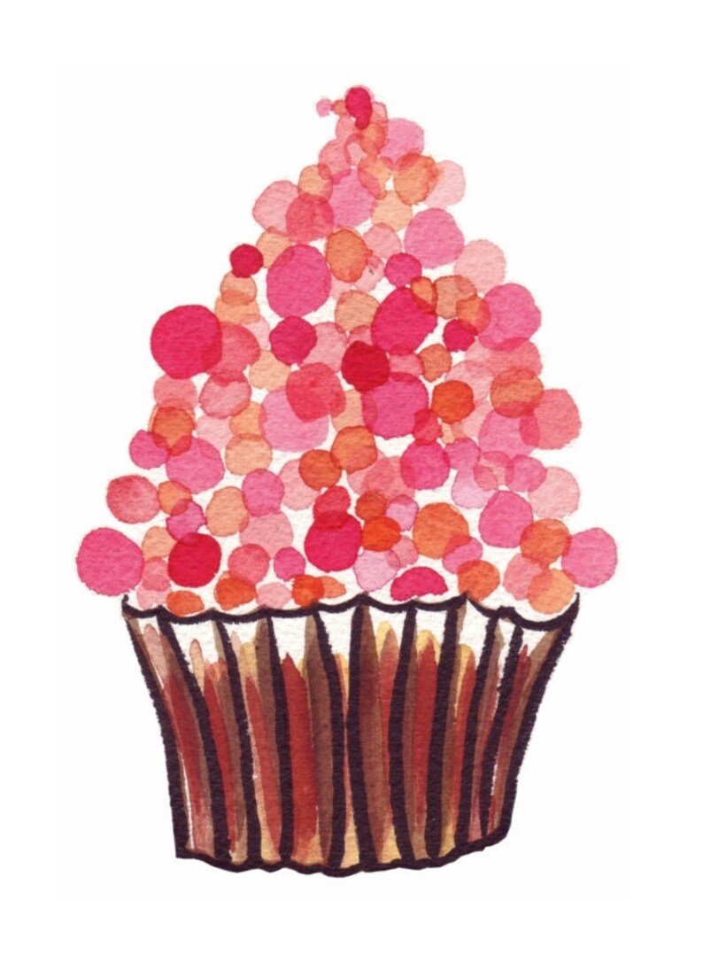 5x7 Prints Cupcakes Watercolor Paintings Kids Room - Etsy