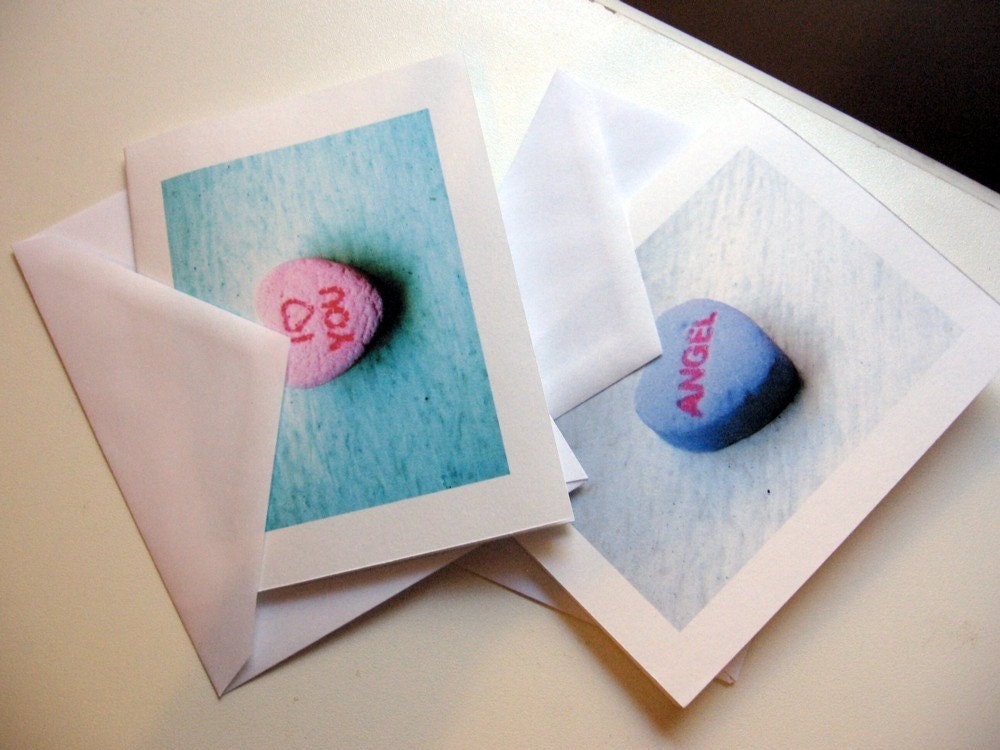 Valentine Cards Candy Heart Note Cards Set of 6 | Etsy