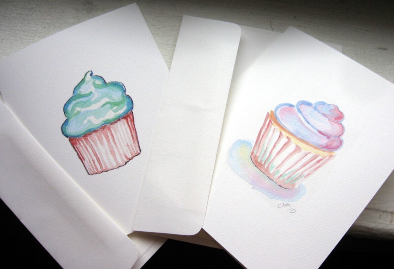 Cupcake Notecards Blank Watercolor Art Cards ed. 5 Set of - Etsy