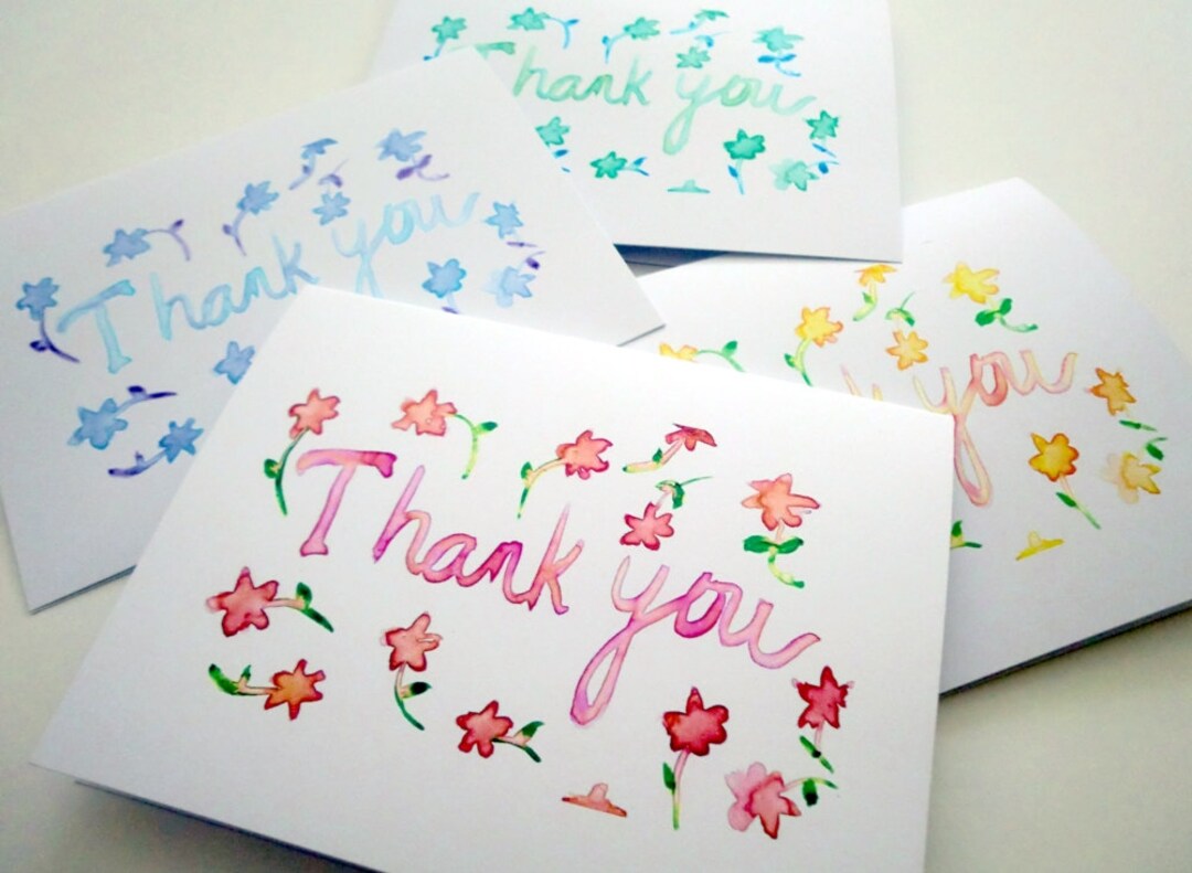 Spring Thank You Notes - Floral Watercolor Card Set - Colorful Art ...