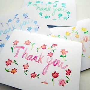 Spring Thank You Notes - Floral Watercolor Card Set - Colorful Art ...