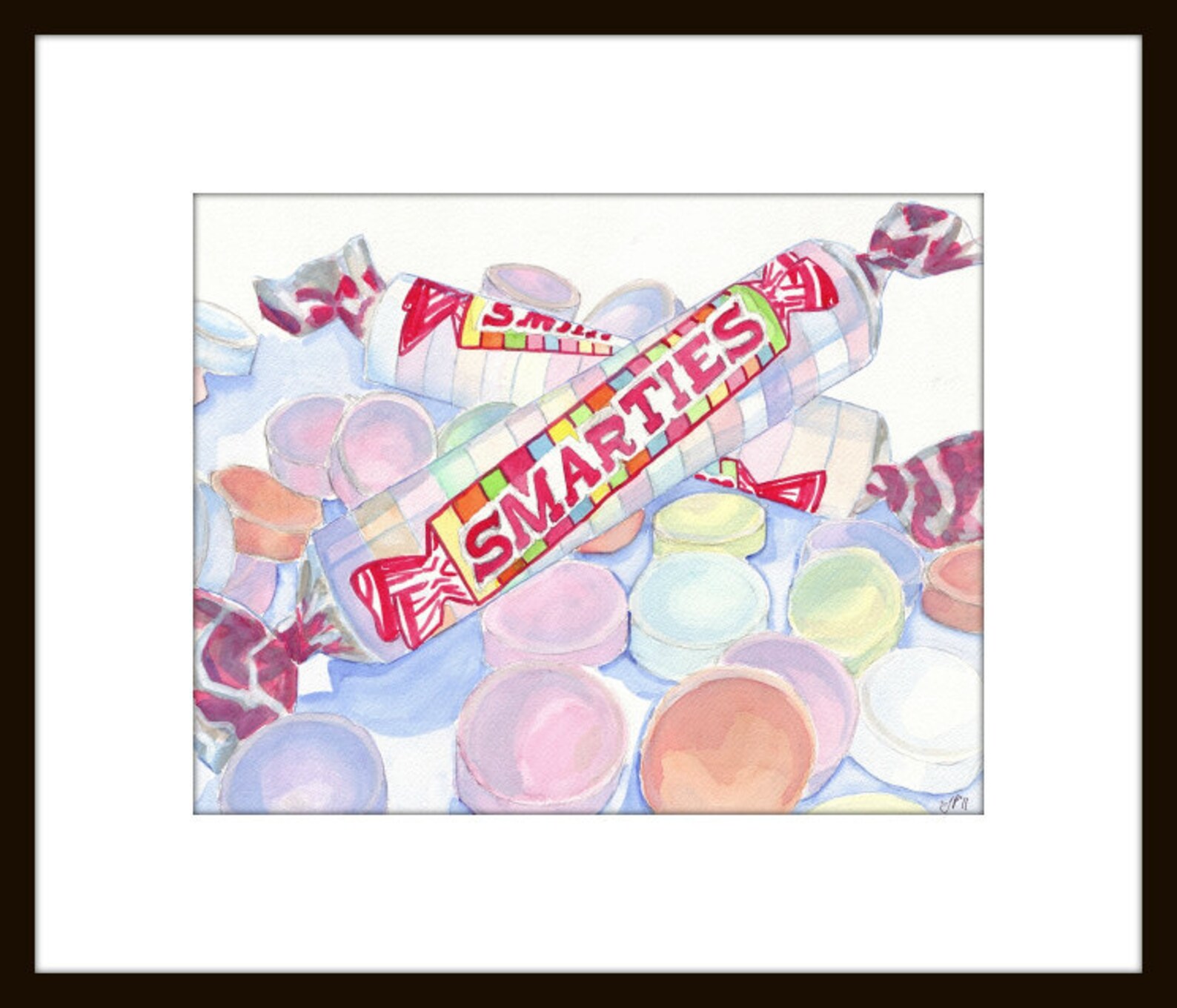 Smarties Candy Watercolor Art Print - Watercolor Painting - 8x10 Wall ...