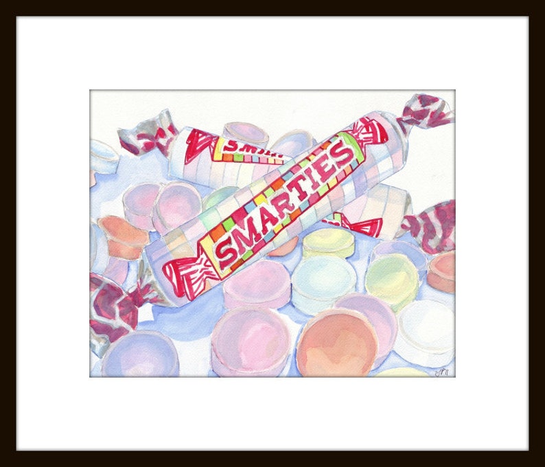 Smarties Candy Watercolor Art Print - Watercolor Painting - 8x10 Wall ...