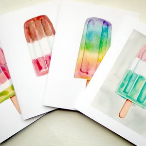 Popsicle Cards - Popsicle Watercolor Art Blank Note Cards - Frozen ...