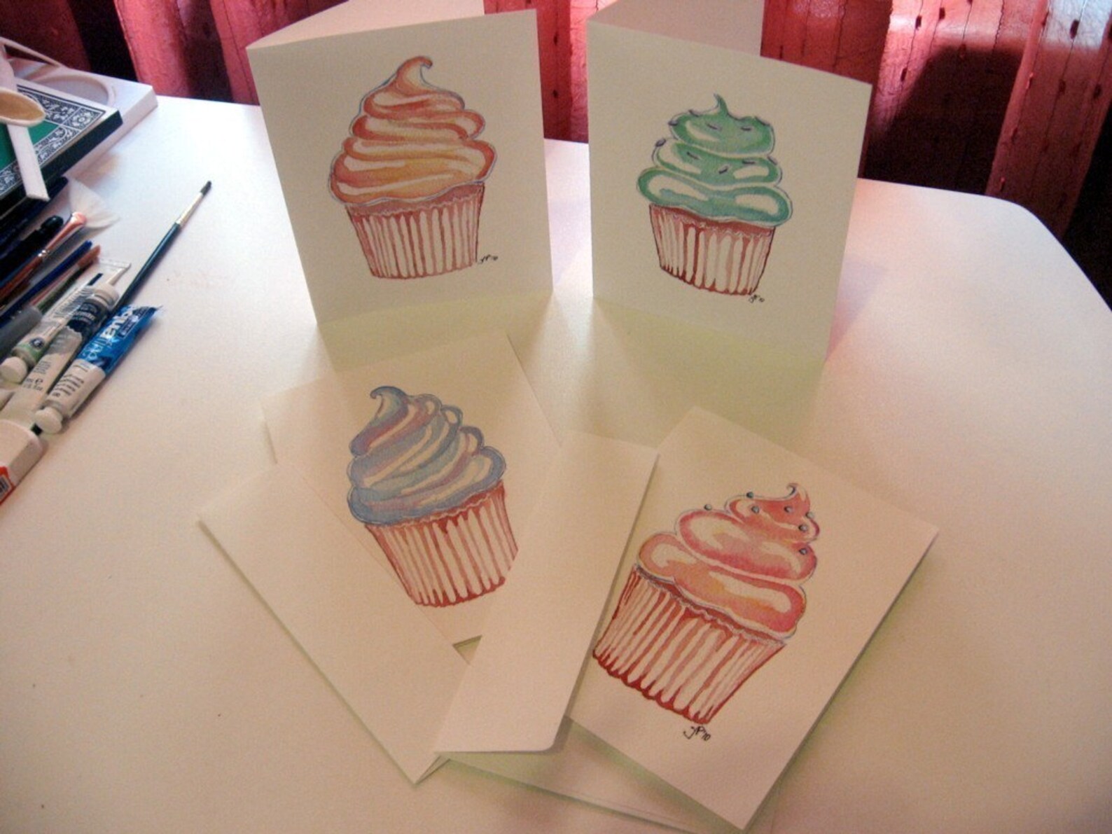 Cupcake Art Notecards ed. 2, Set of 4 Cards - Etsy