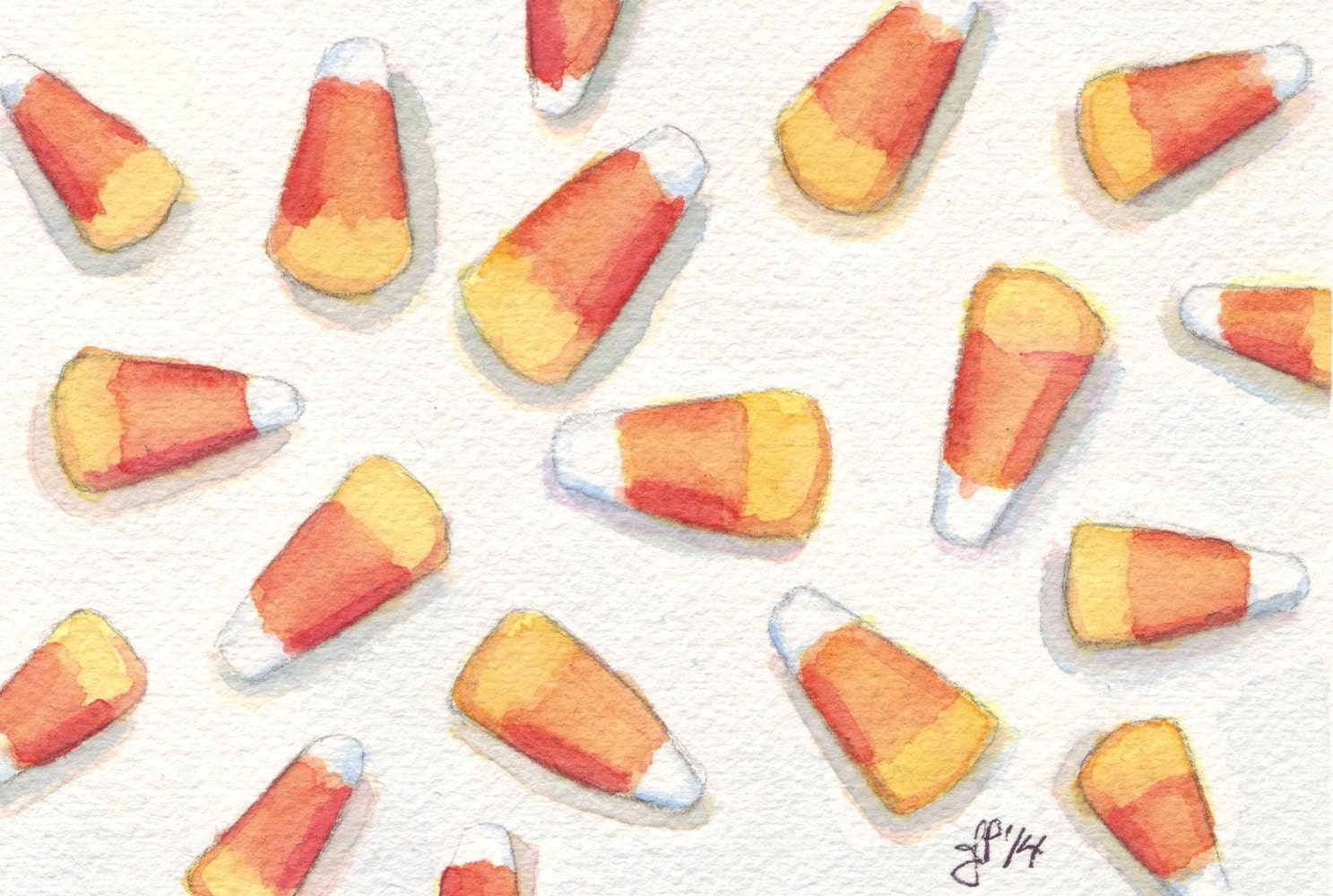 Candy Corn Watercolor Painting Print - Halloween Art - Orange Yellow ...