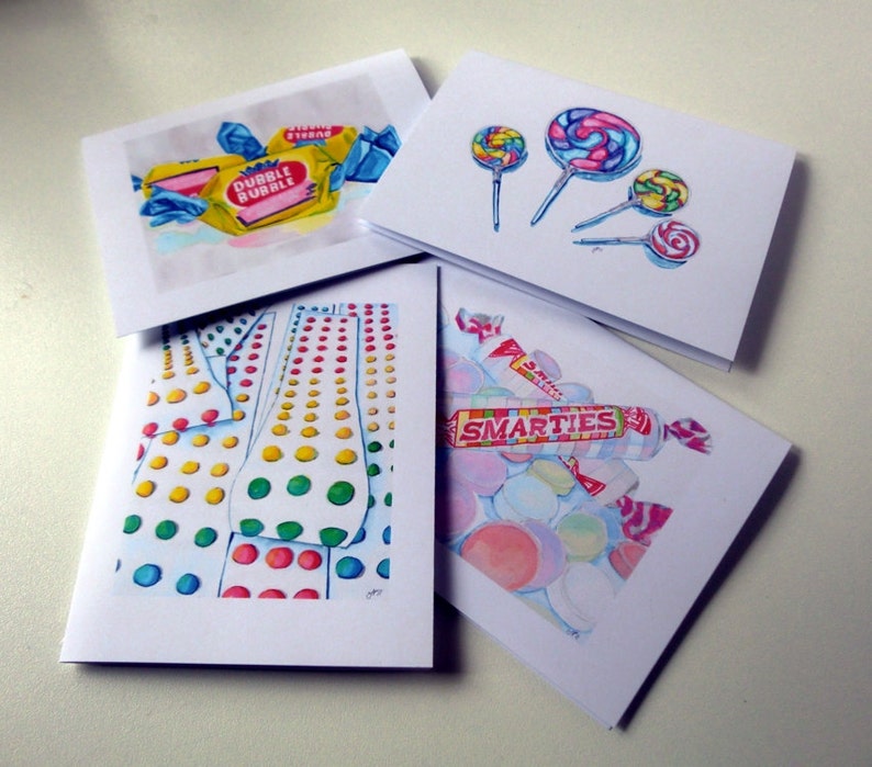 Candy Cards - Watercolor Art Notecards (ed. 2), Set of 8 - Etsy