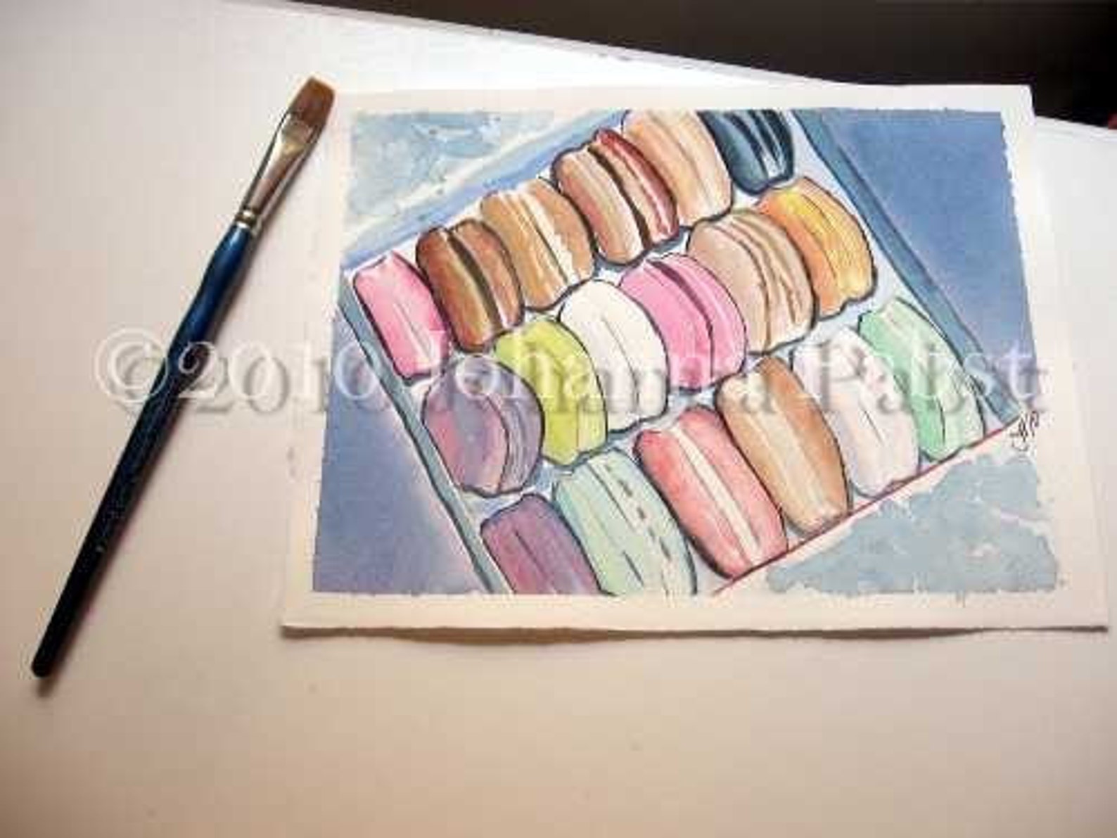 Macarons Art No. 3 Watercolor Painting Square Box of - Etsy