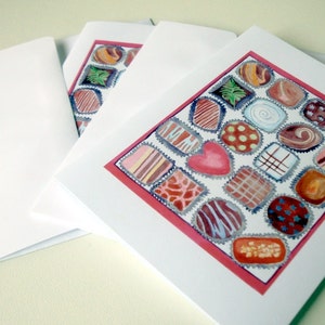 Chocolate Cards, Box of Chocolates Watercolor Art Notecards, Set of 12 ...