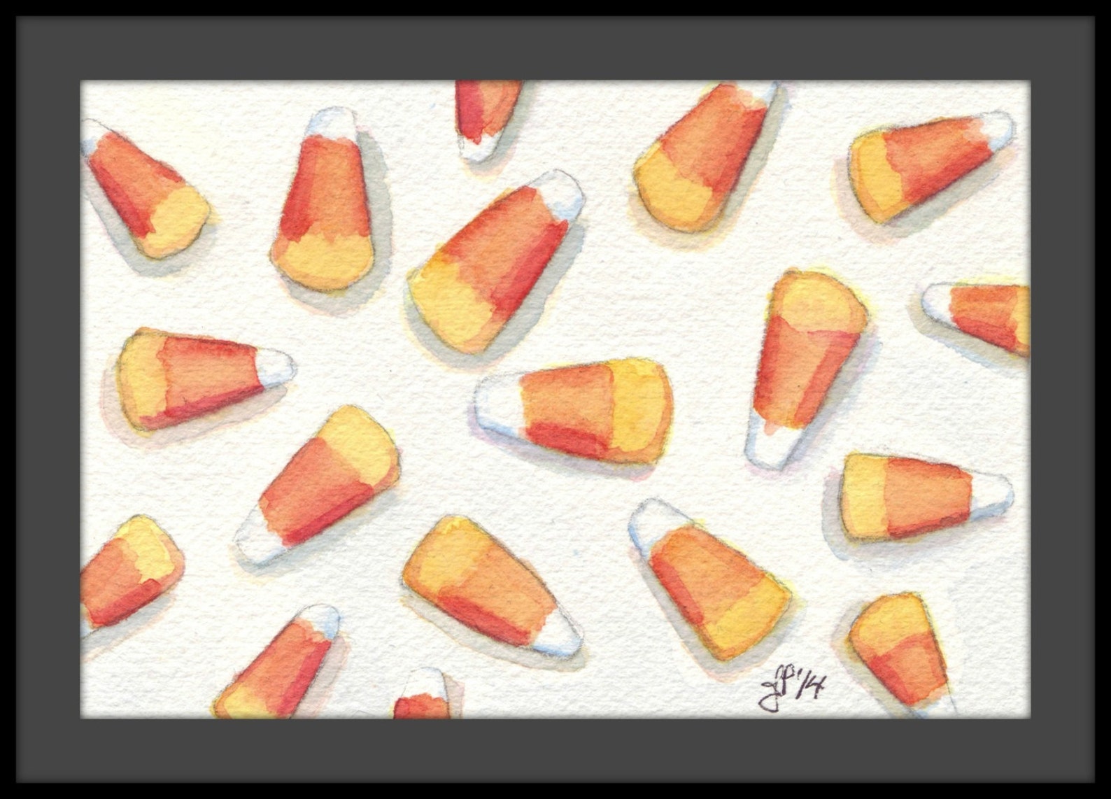 Candy Corn Watercolor Painting Print Halloween Art Orange - Etsy