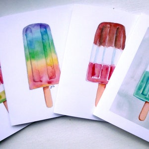 Popsicle Cards - Popsicle Watercolor Art Blank Note Cards - Frozen ...