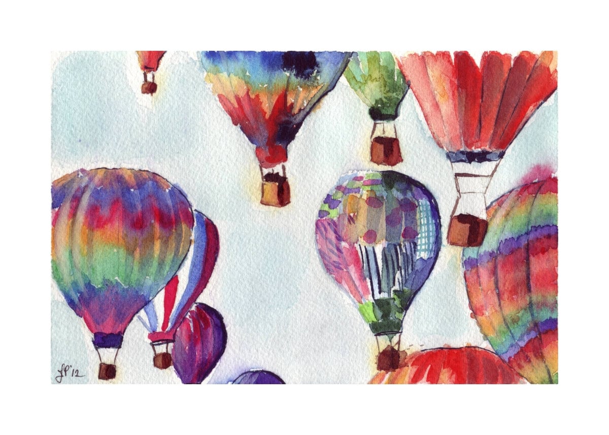 Watercolor Painting Hot Air Balloons Illustration Watercolor - Etsy