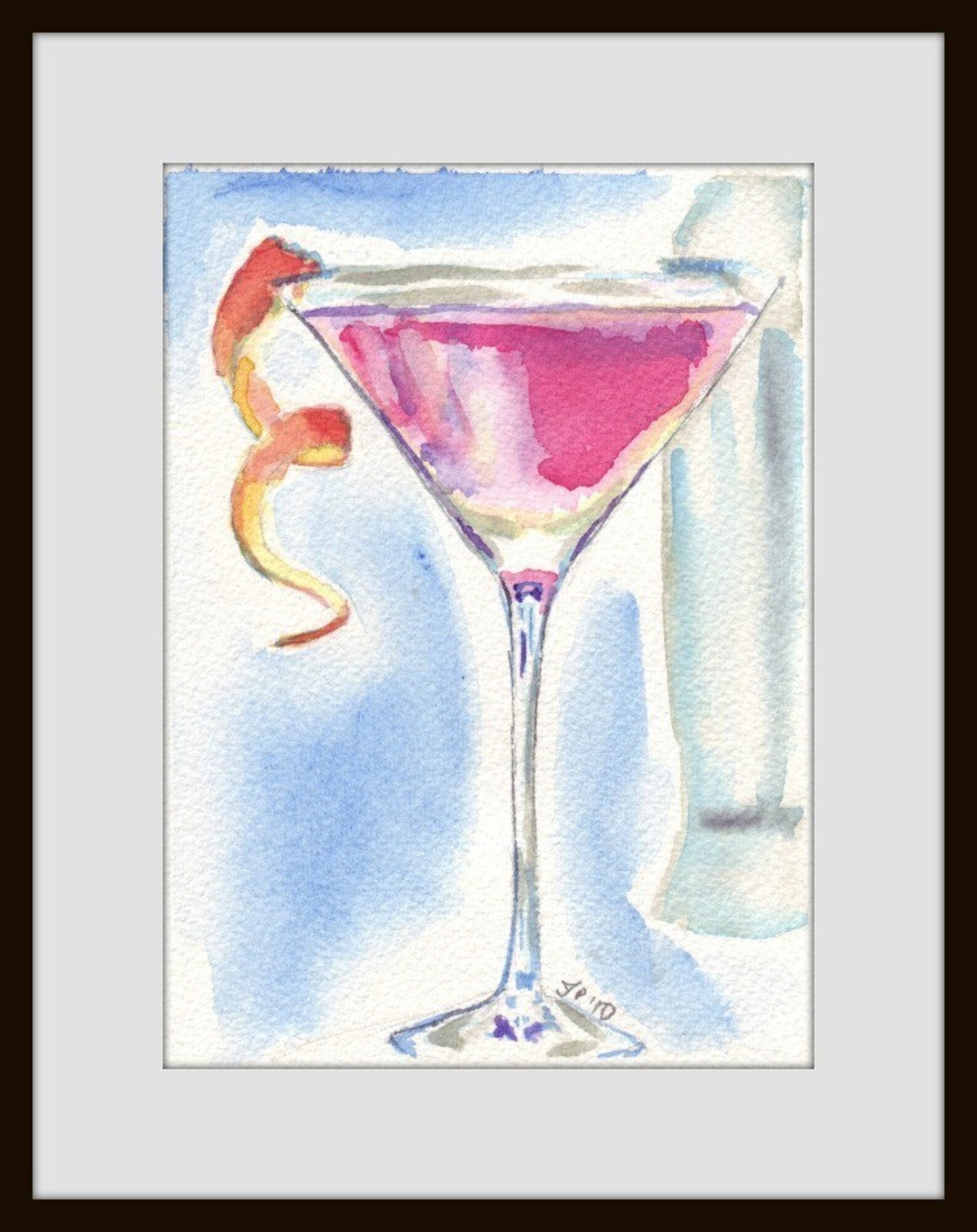 Pink Cosmo Art Watercolor Painting Cocktail Art Pink - Etsy