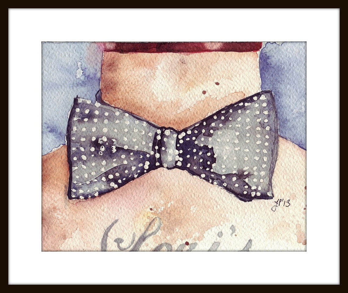 Bowtie Watercolor Painting Print Bow Tie Art Vintage Mens - Etsy