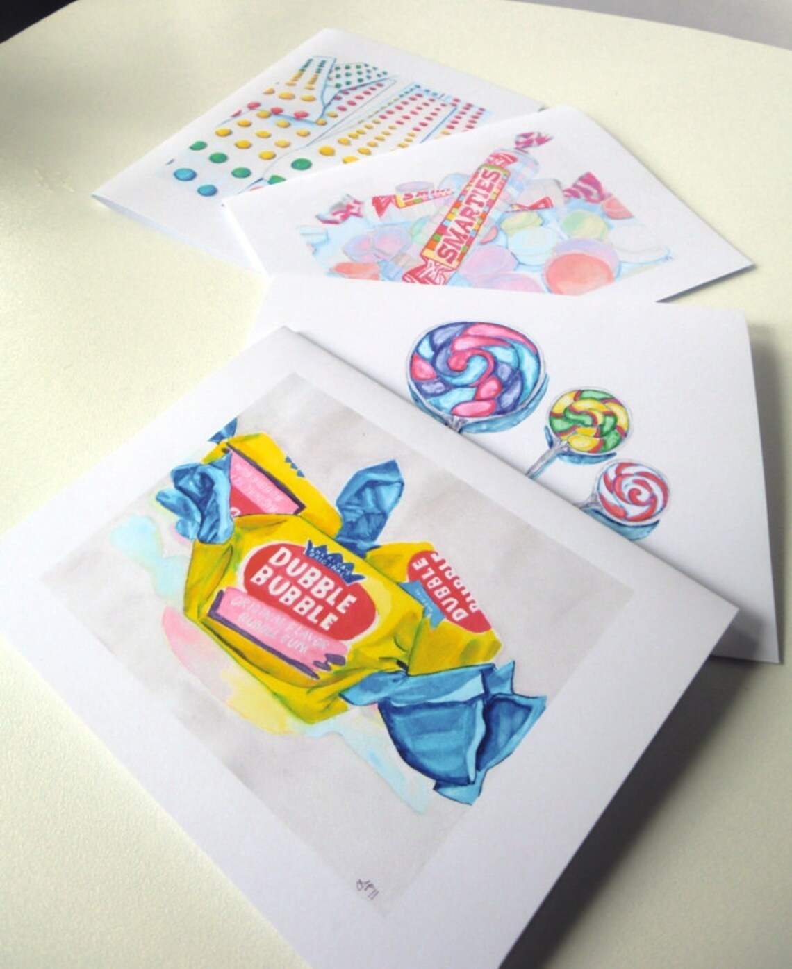 Classic Candy Card Set Candy Watercolor Art Notecards Ed. | Etsy