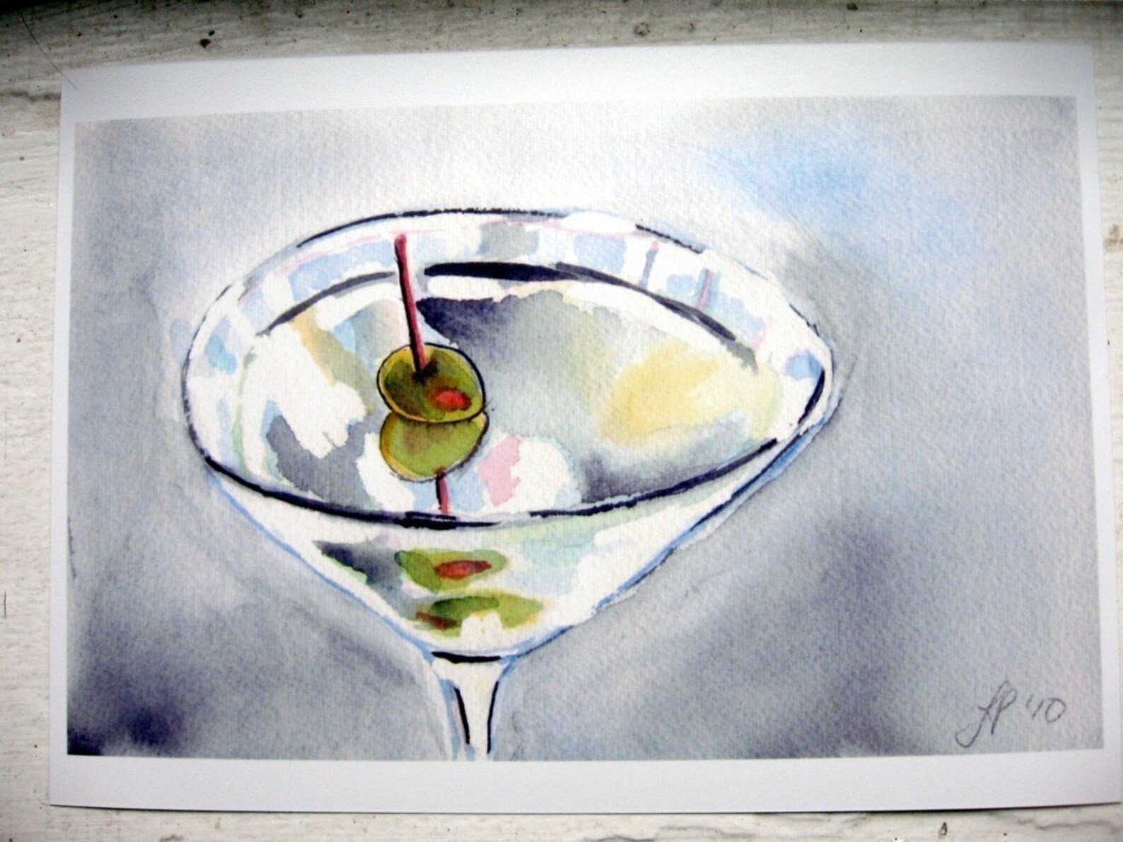 Martini Cocktail Art 5x7 Martini Watercolor Painting | Etsy