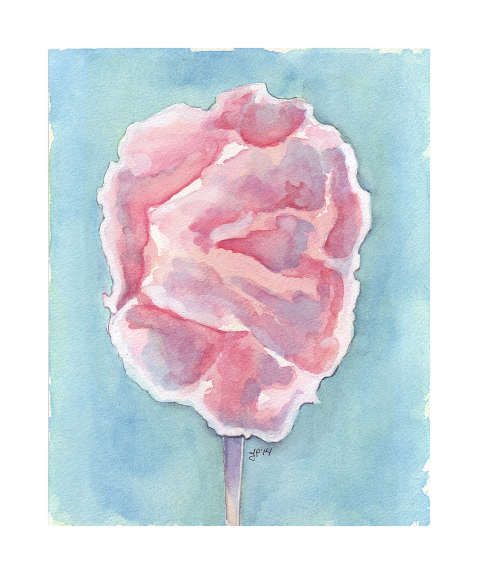 Cotton Candy Print Pink Cotton Candy Watercolor Painting Carnival Food ...
