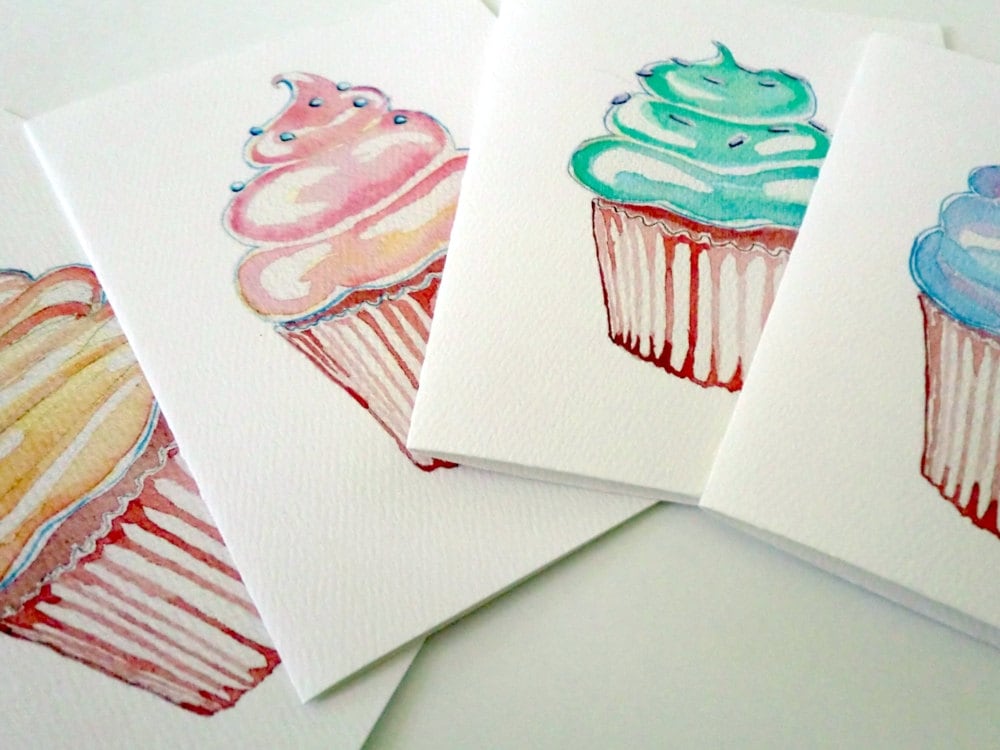 Cupcake Art Notecards ed. 2 Set of 8 Cupcake Cards - Etsy