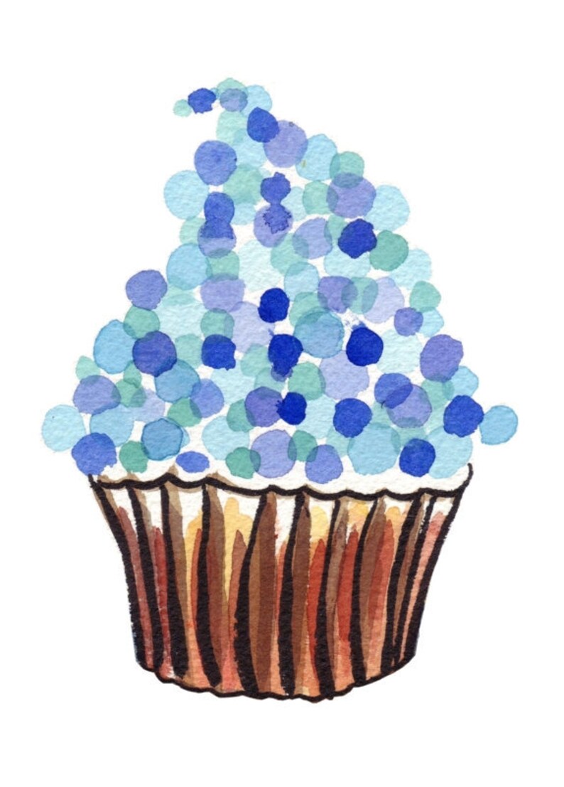 5x7 Prints Cupcakes Watercolor Paintings Kids Room - Etsy