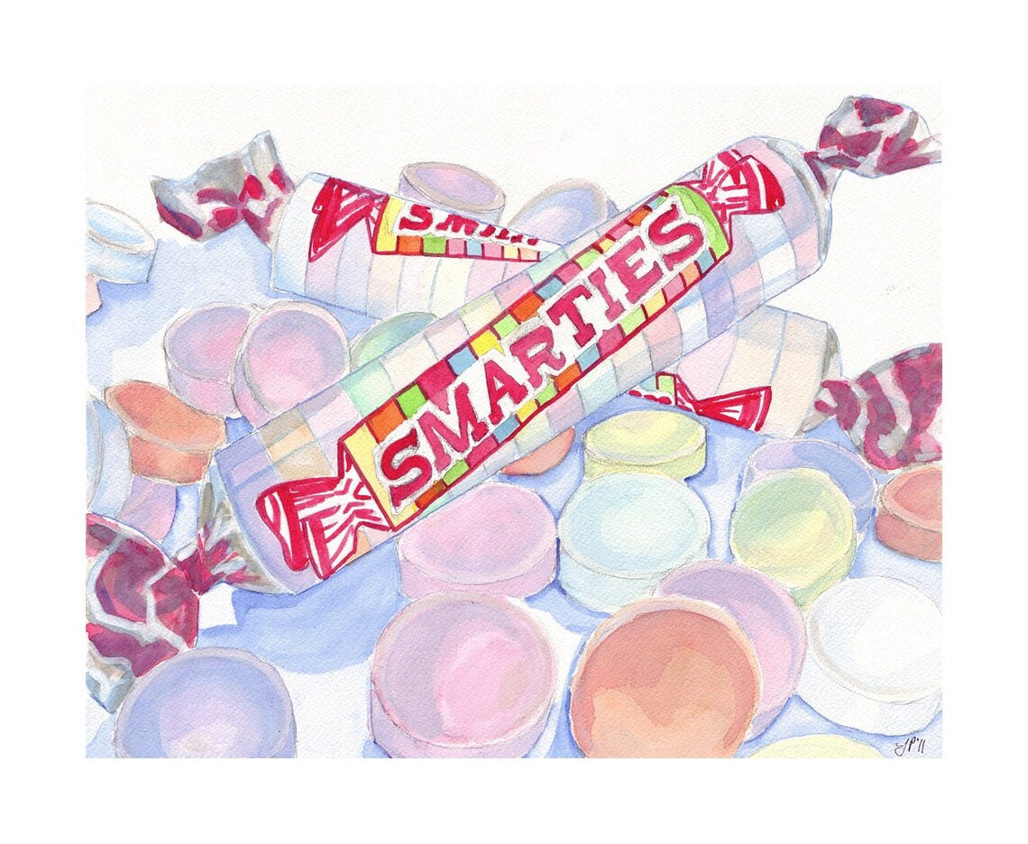 Smarties Candy Watercolor Art Print - Watercolor Painting - 8x10 Wall ...