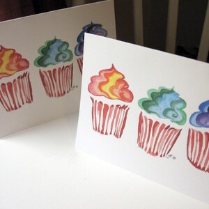 Cupcake Cards Blank Card Set Cupcake Notecards Set, Rainbow Note Cards ...