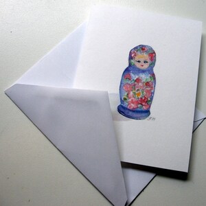 Matrushka Card Set - Matrushka Nesting Doll Purple Watercolor Art Note ...