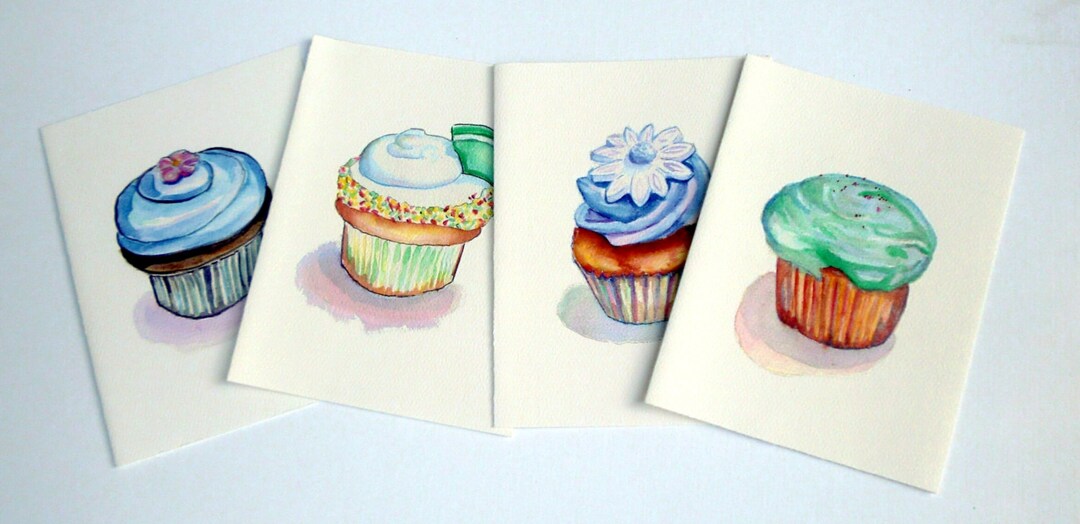Cute Cupcake Cards Art Note Cards (ed. 1), Set of 8 Notecards - Etsy