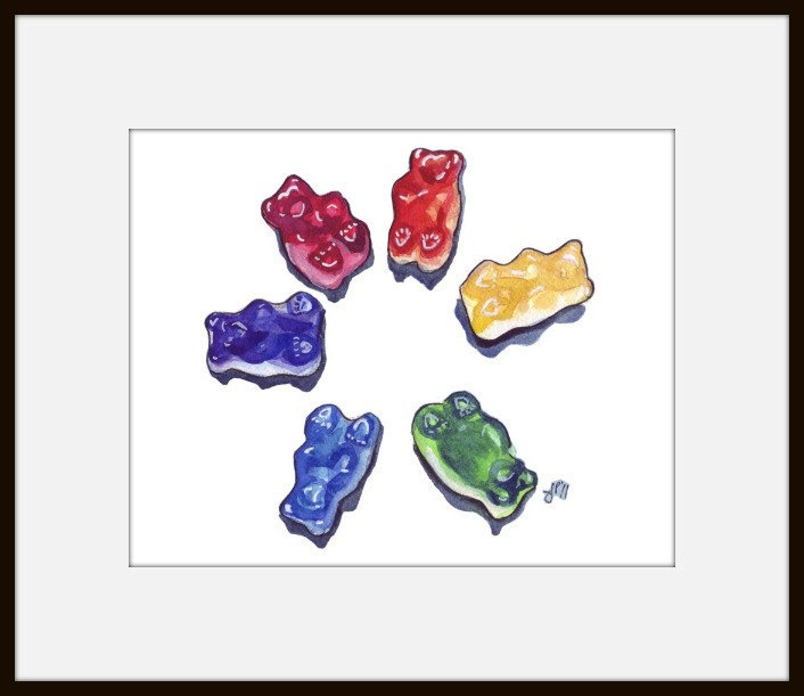 Gummy Bears Watercolor Painting - Gummi Bears Art, Candy Rainbow ...