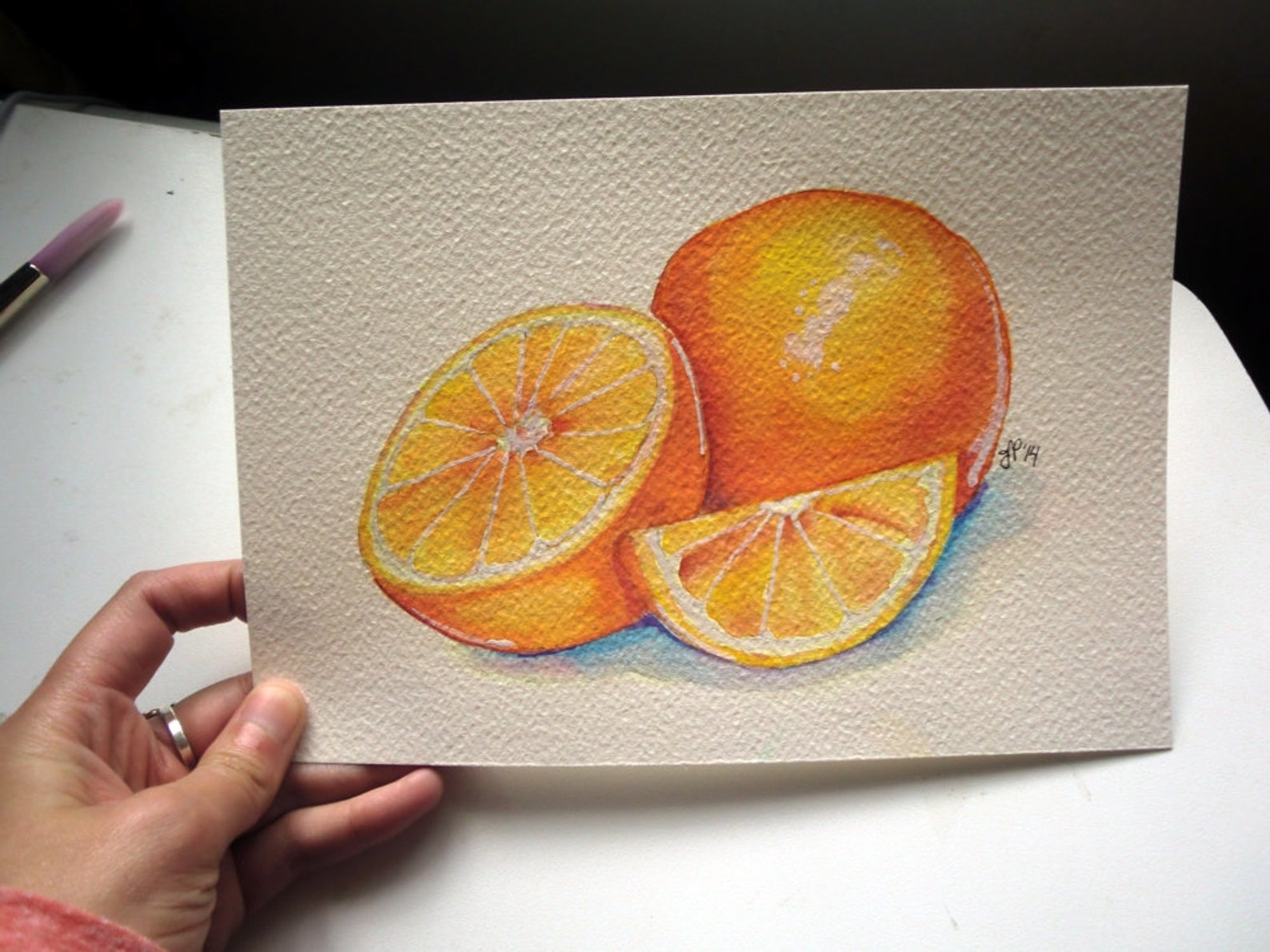 Oranges Still Life Watercolor Painting Orange Fruit Slice | Etsy