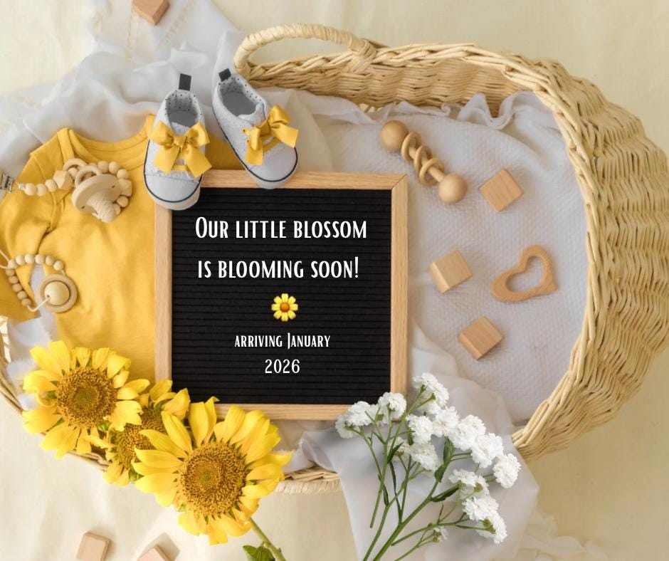 Spring Baby Announcement, Digital Pregnancy Announcement, Editable ...