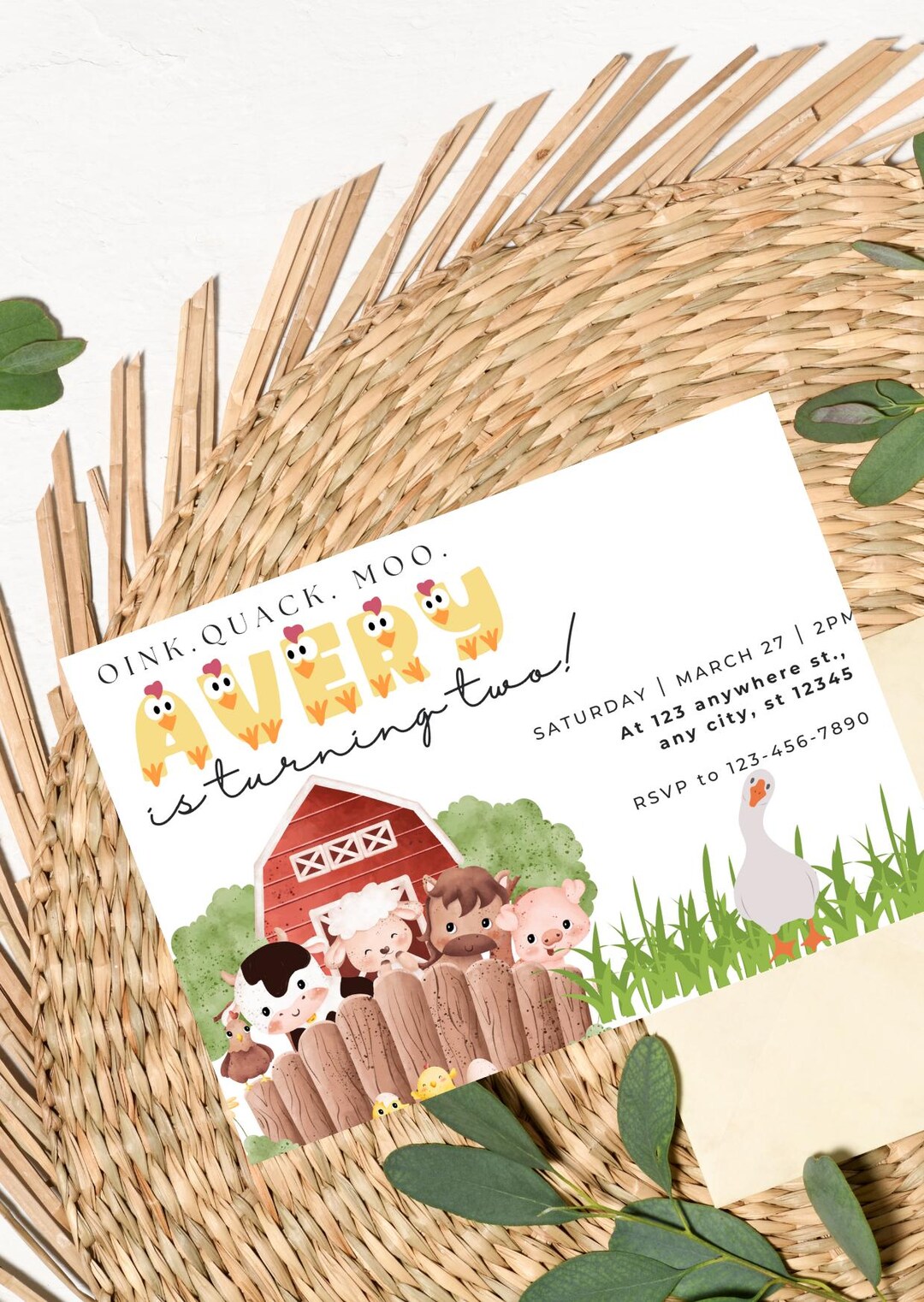 Farm Animals and Barn Party Invitation Template - Etsy