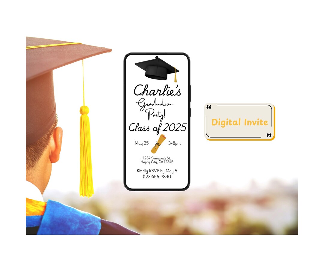 Digital Graduation Party Invitation, Editable Canva Template, Instant ...