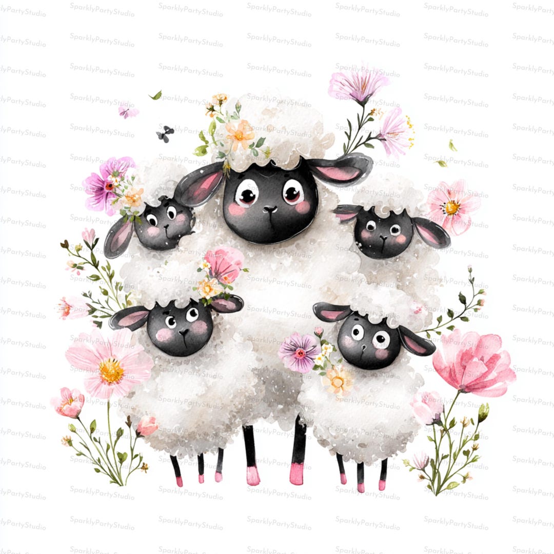 Watercolor Sheep Clipart Set: Quirky Farm Animal Illustrations ...
