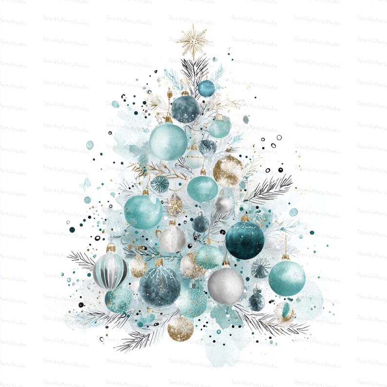 Watercolor Christmas Tree Clipart, Whimsical Holiday Art (JPG Instant ...