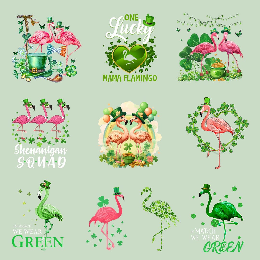 10 Png Flamingo Irish Png, in March We Wear Green, St Patricks Day ...