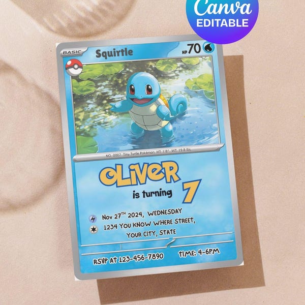 Squirtle Card Template - Etsy UK
