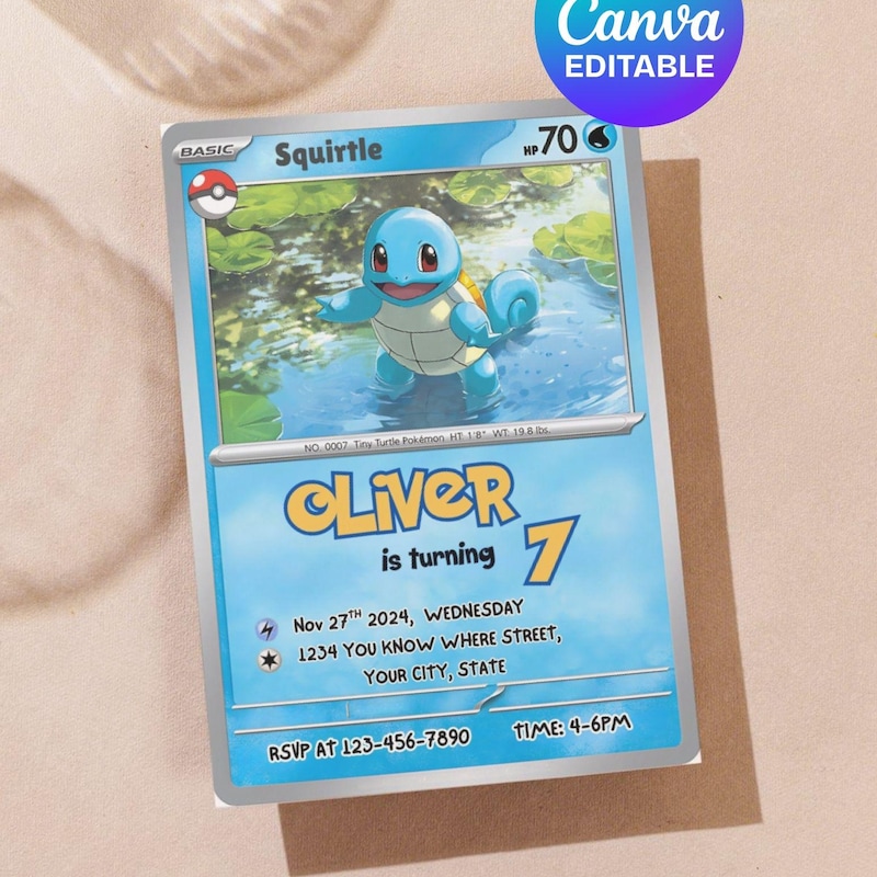 Squirtle Card Template - Etsy UK