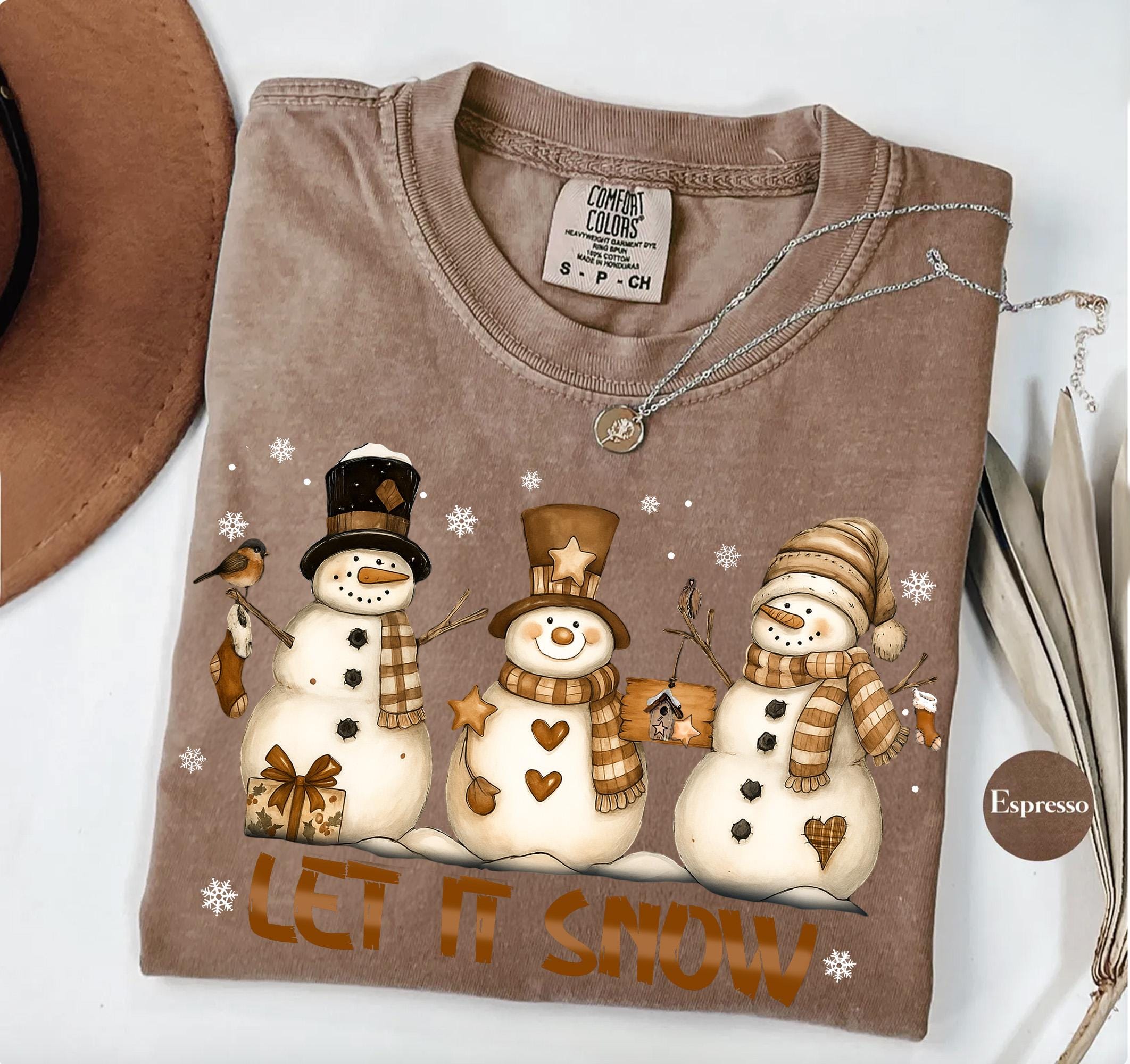 Comfort Colors® Snowman Christmas Shirt, Let It Snow Shirt, Christmas ...