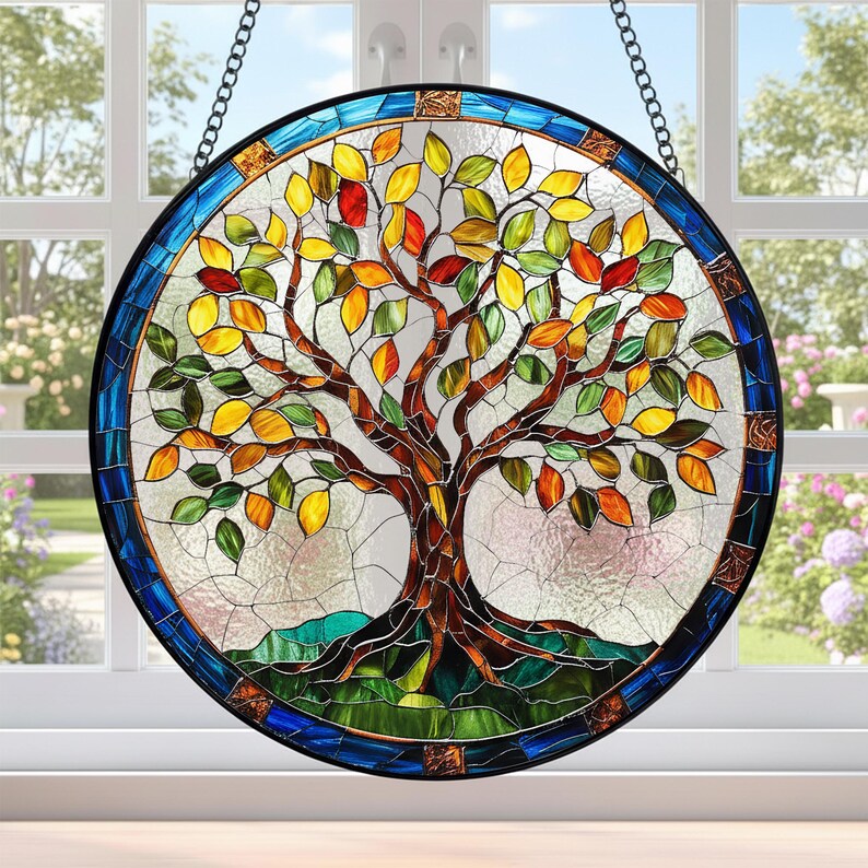 Stained Glass Tree of Life Suncatcher,window Hanging,nature Decor,gift ...