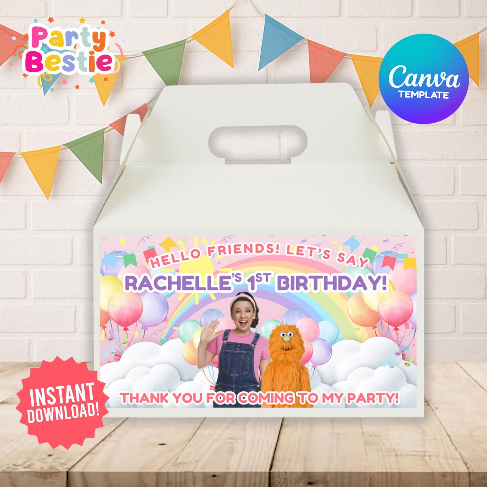Editable Ms Rachel Gable Boxdigital Canva Template, Ms Rachel Party ...