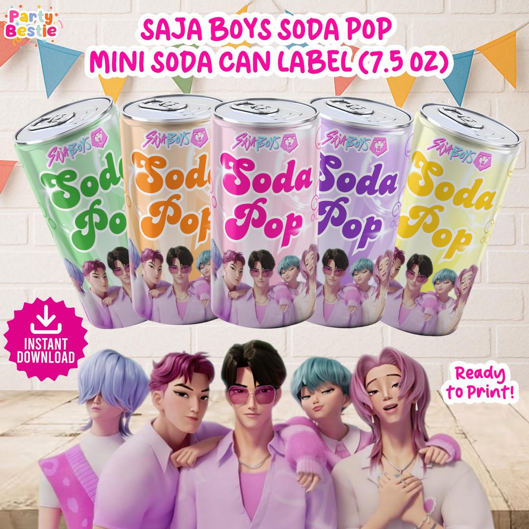 Saja Boys Soda Pop Label, Kpop Demon Hunter, Soda Can Label, Soda Pop Label, Saja Boys Party ...