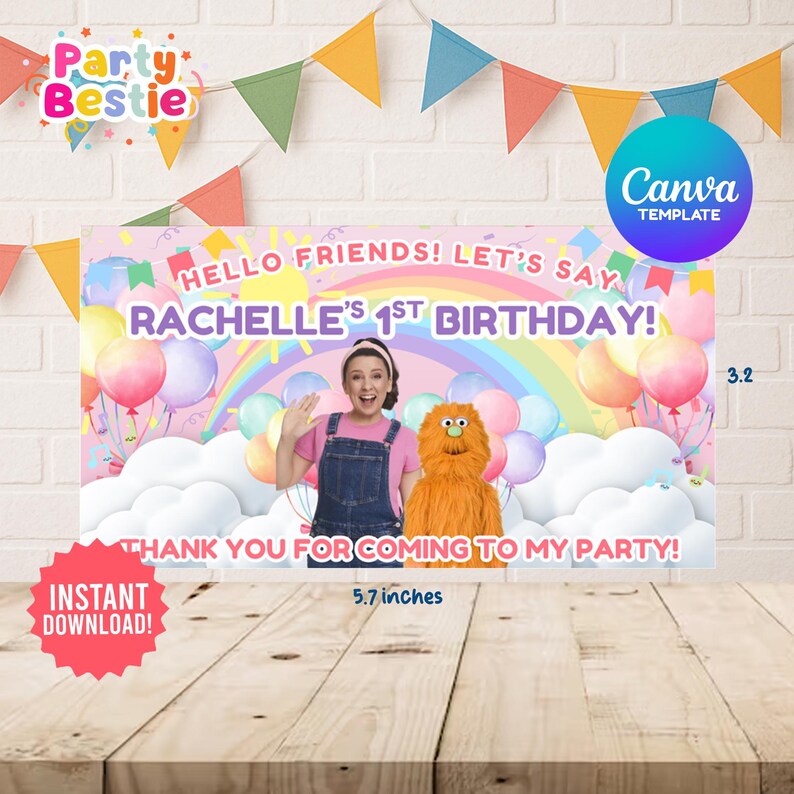 Editable Ms Rachel Gable Boxdigital Canva Template, Ms Rachel Party ...