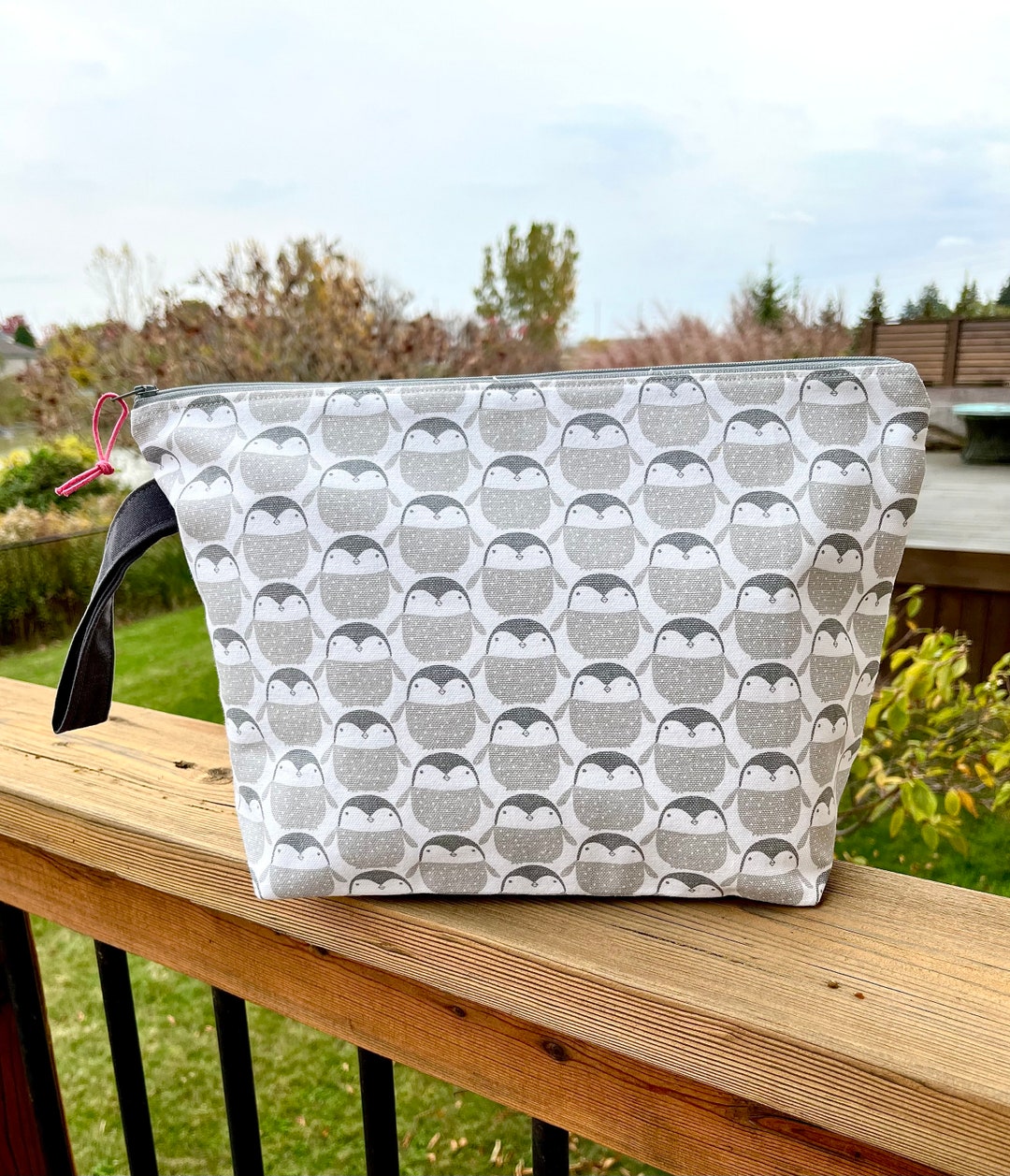 Penguins Project Bag, Large Knitting Bag, or Crochet Bag. Zipper Pouch ...