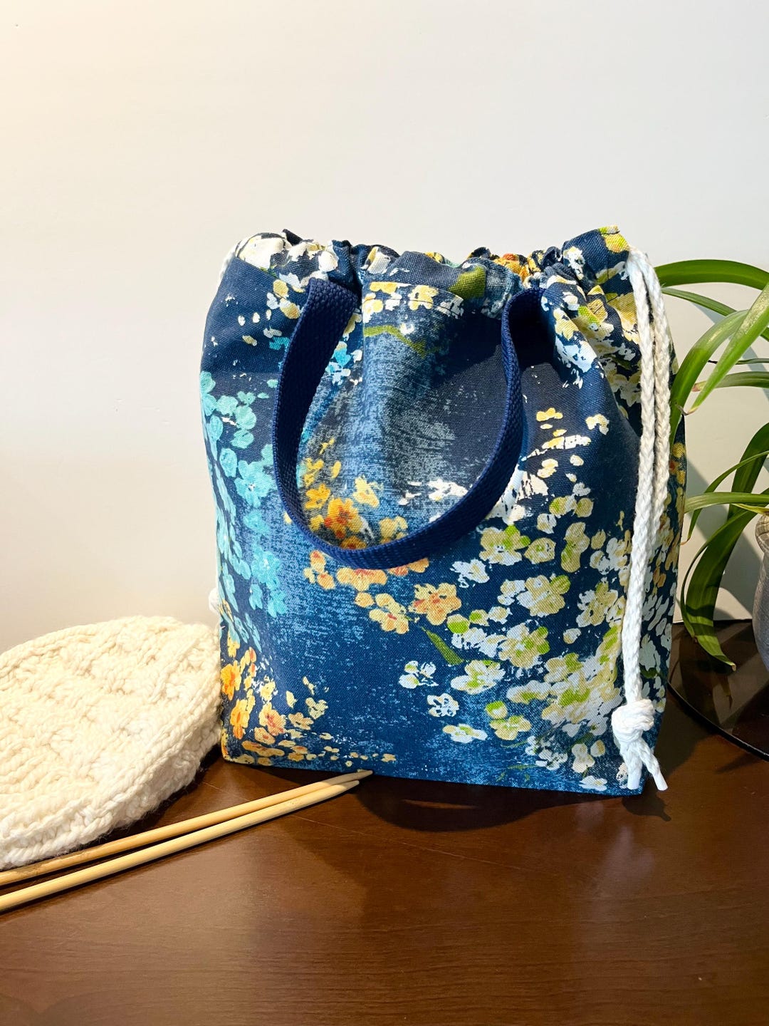 Large Floral Project Bag, Storage for Knitting or Crochet, Double ...