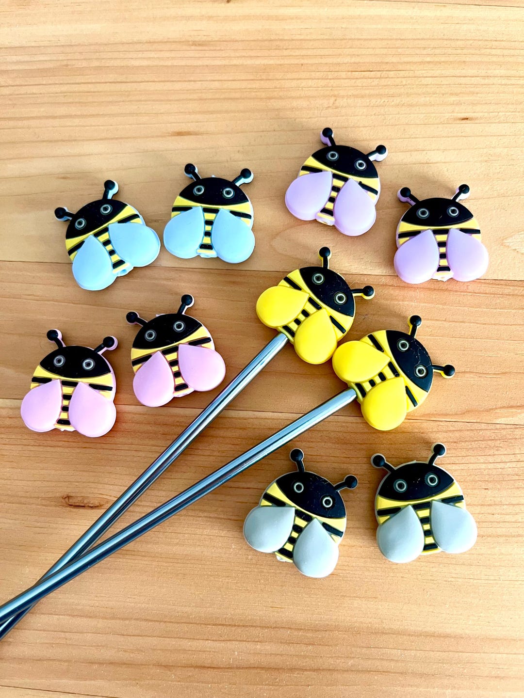 Bumble Bee Stitch Stoppers: Knitting Needle Point Protectors With Mini ...